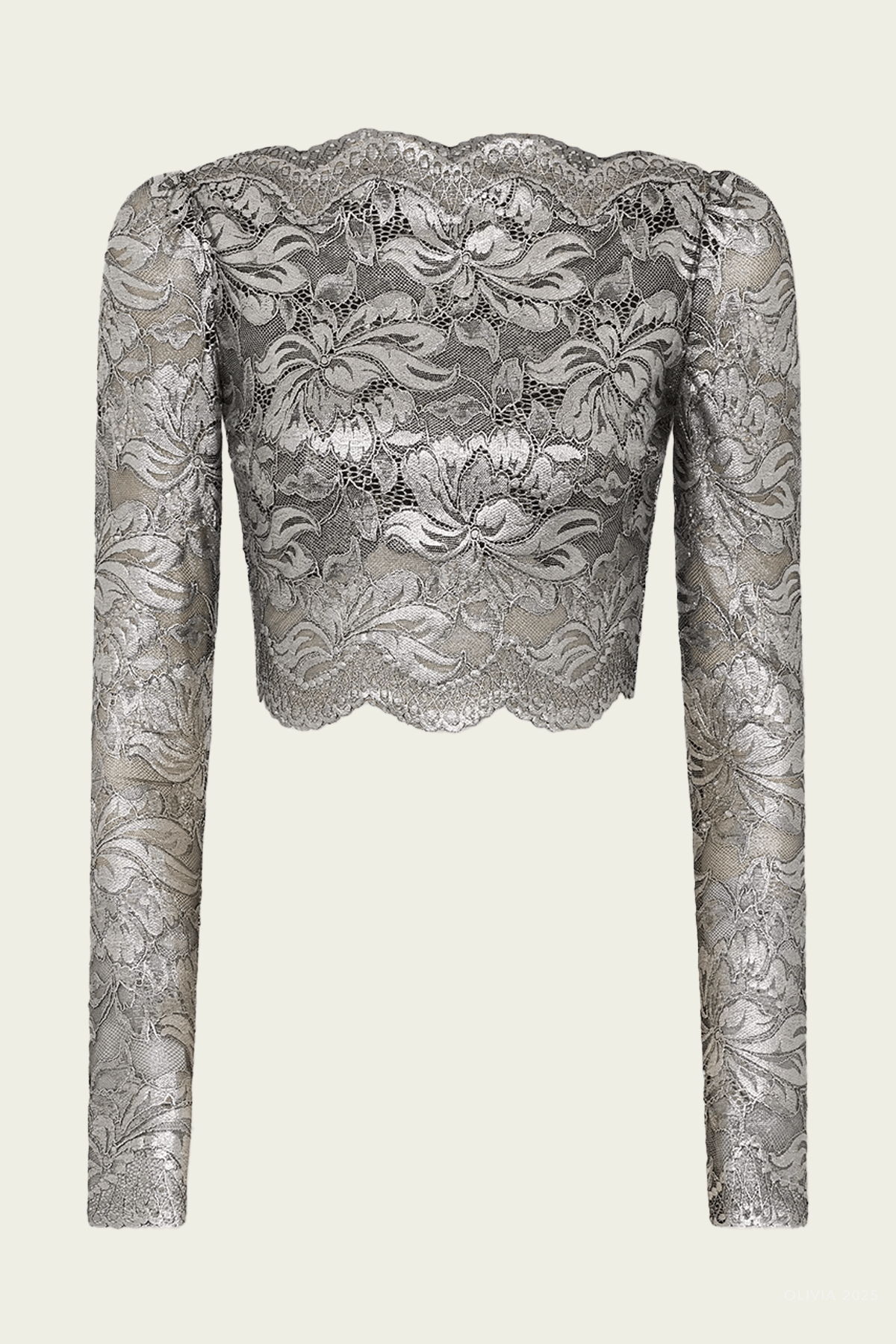 Cropped Lace Top in Black Silver