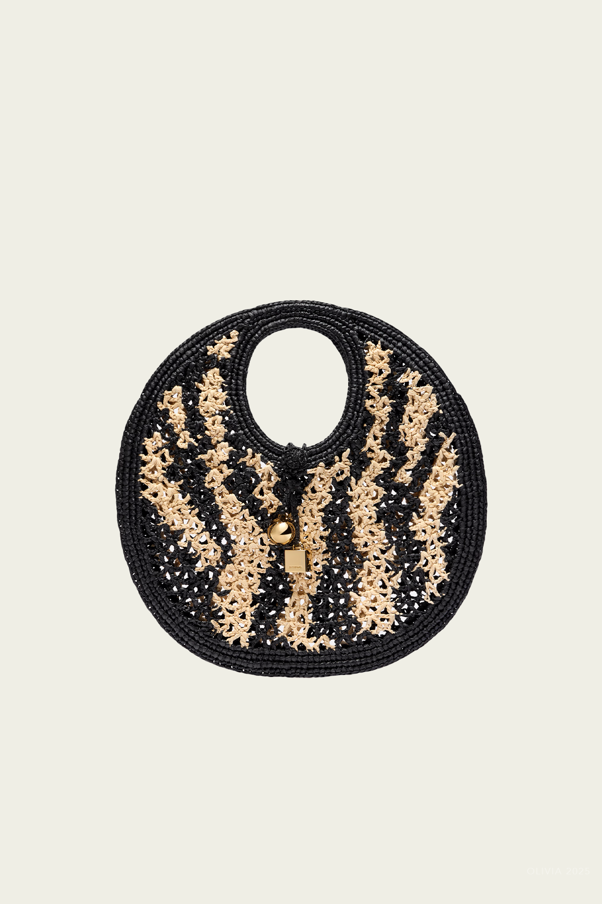 The Spiaggia Small Round Bag in Ivory Black