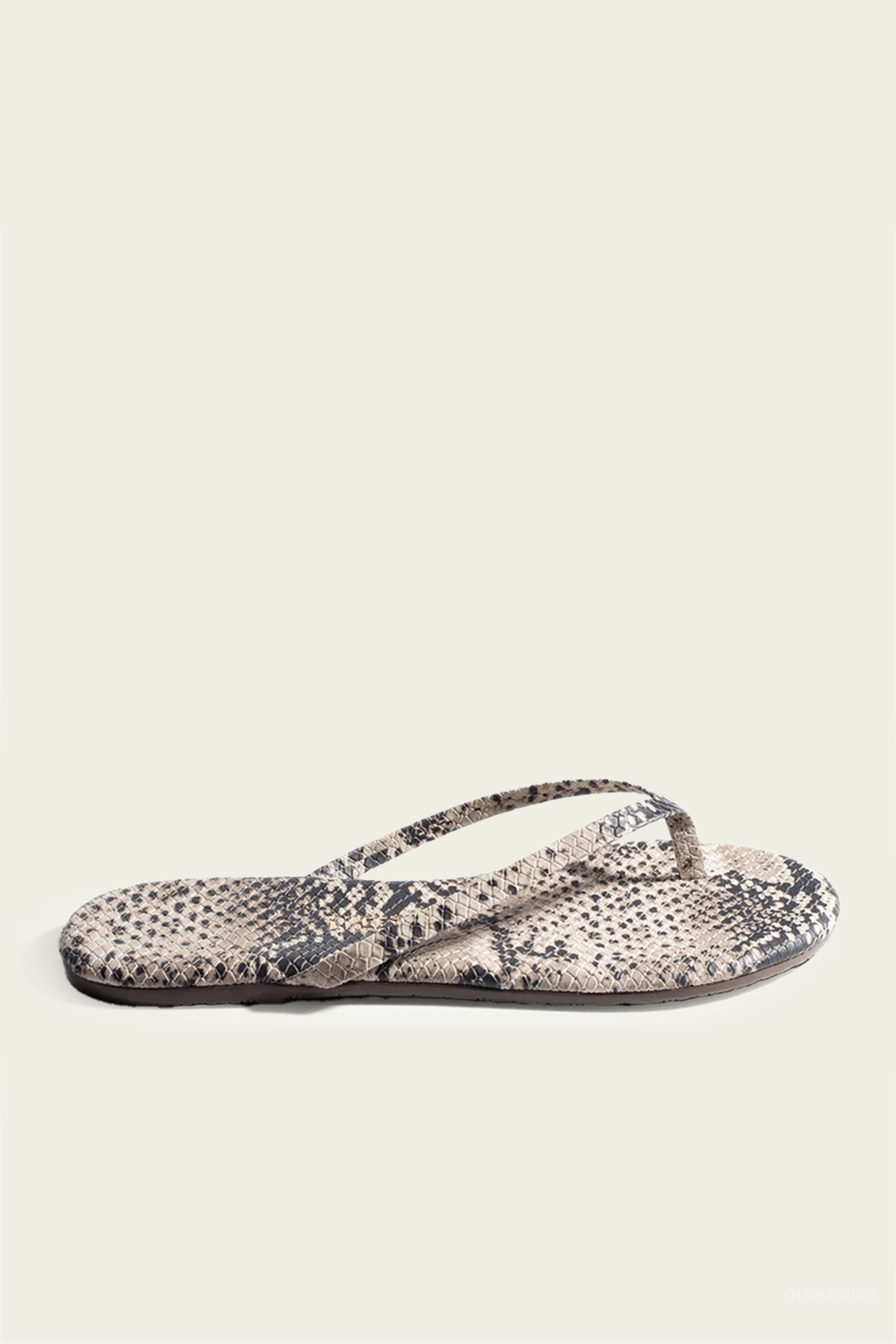 Lily Vegan Animal Flip Flops in Sand Snake