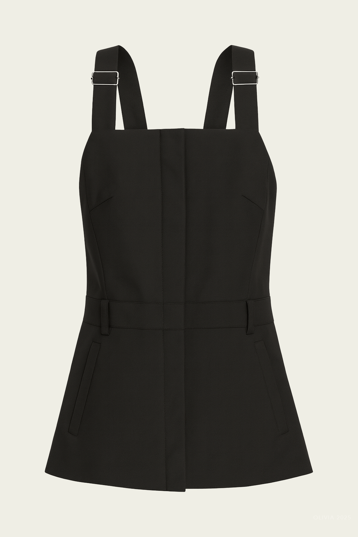 Recycled Tropical Wool Overall Top in Black