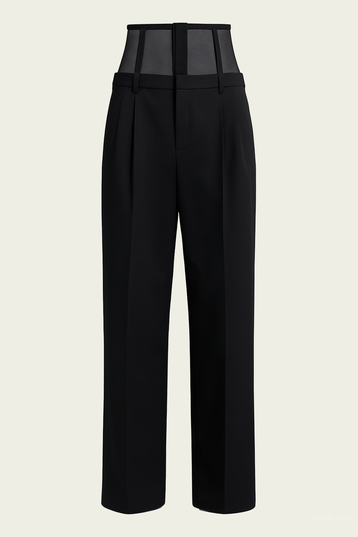 Recycled Tropical Wool Corset Trouser in Black